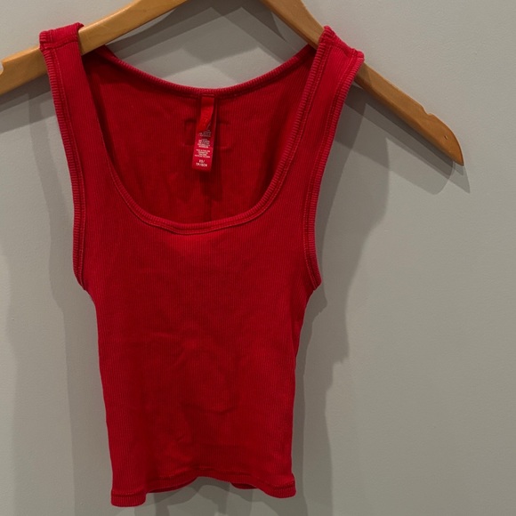 SKIMS | Tops | Skims Red Ribbed Tank Top | Poshmark